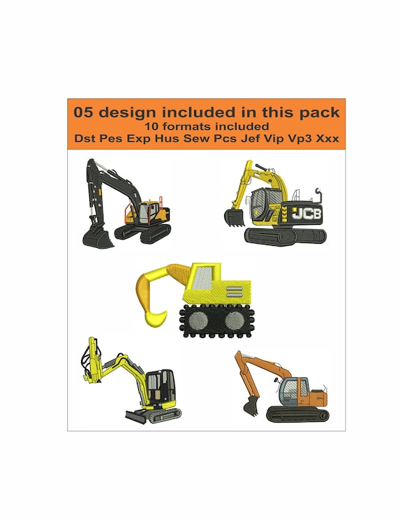 Digger Embroidery Designs Pack Excavators Embroidery Bundel - Etsy