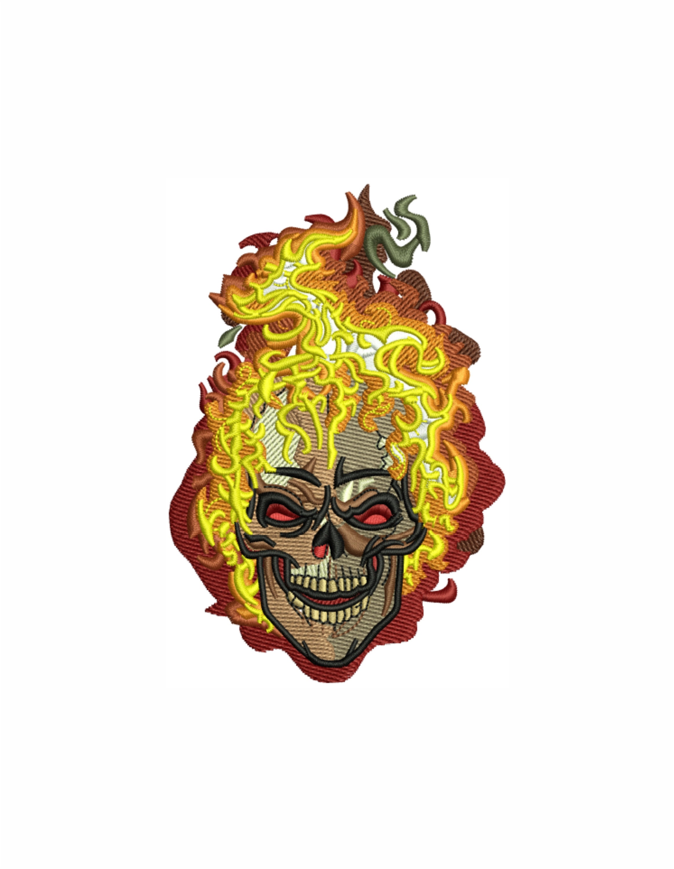 Flaming Skull Embroidery Design Skull Dst File Flame Skull - Etsy