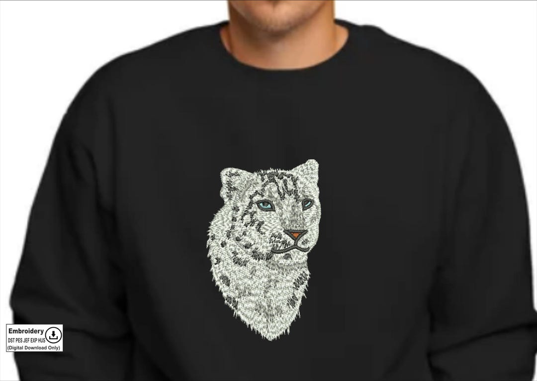 Snow Leopard Head Machine Embroidery Design | Snow Leopard Embroidery ...
