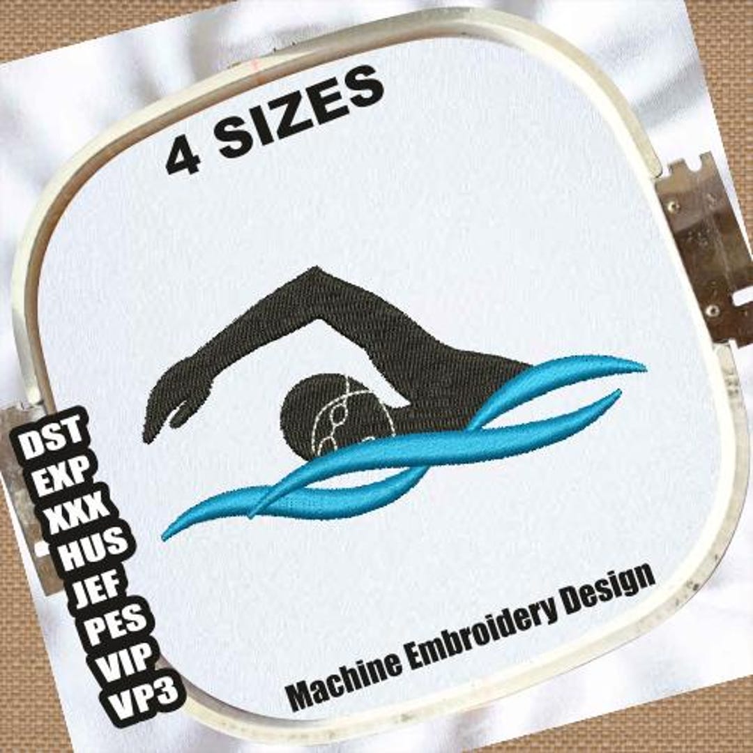Swim Machine Embroidery Design | Swimmer Embroidery Pattern | Swimming ...