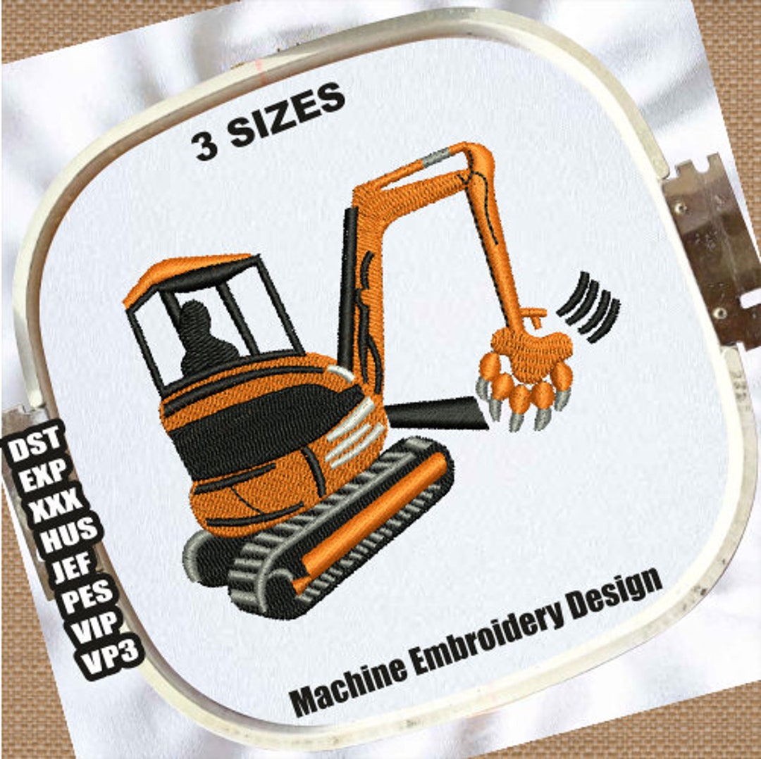 Excavator Embroidery Design | Excavator Jcb Dst File | Digger Pes File ...