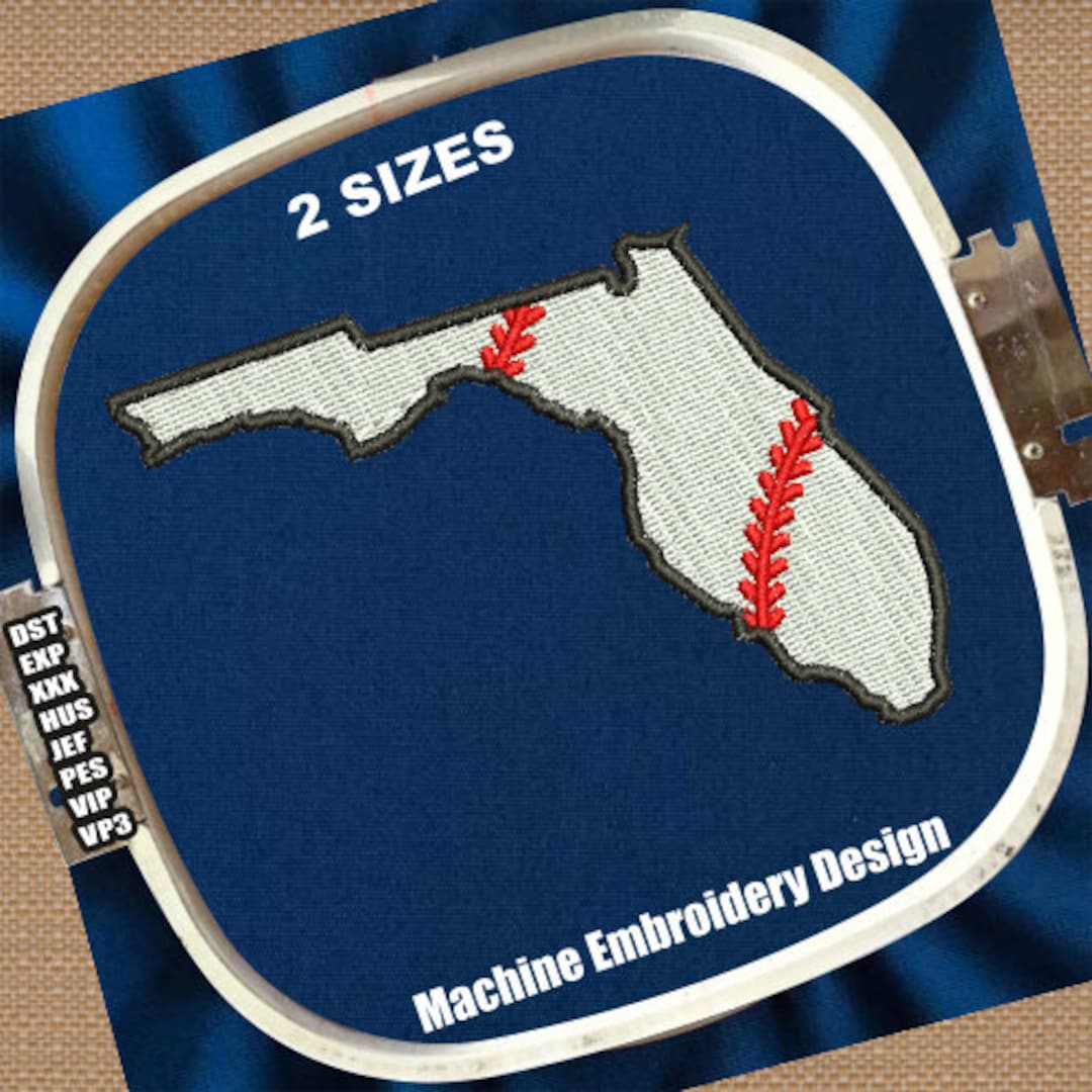 Baseball Florida Embroidery Pattern | Florida Baseball Map DST File ...