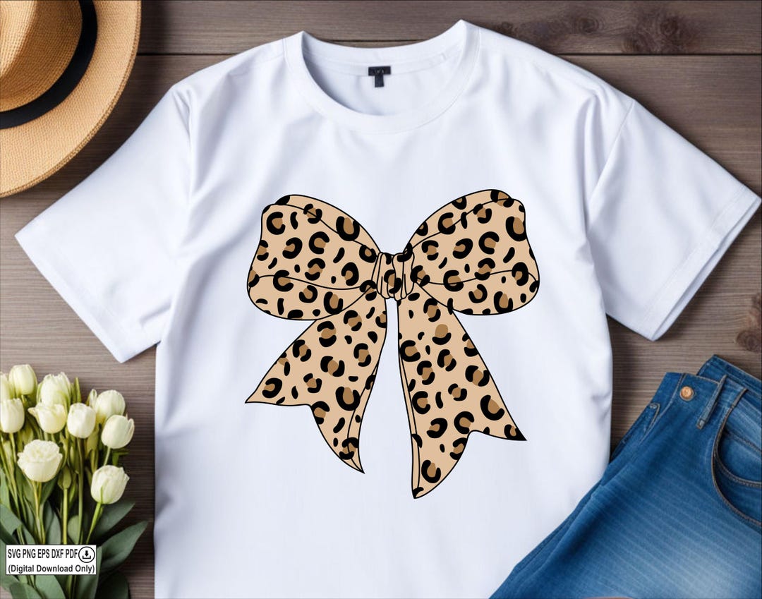 Leopard Print Bow Svg, Bow Png, Leopard Bow Vector File, Leopard ...