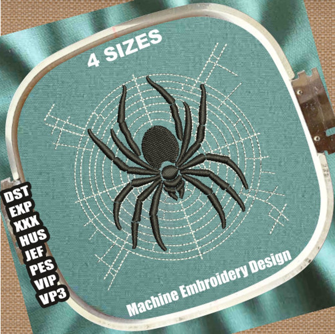Spider With Web Embroidery Design | Spiderweb DST File | Spider and Web ...