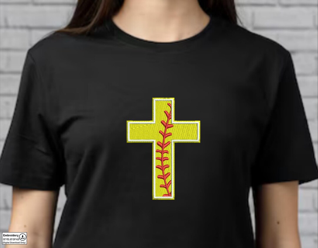 Softball Cross Embroidery Designs | Softball Christian Cross Embroidery ...