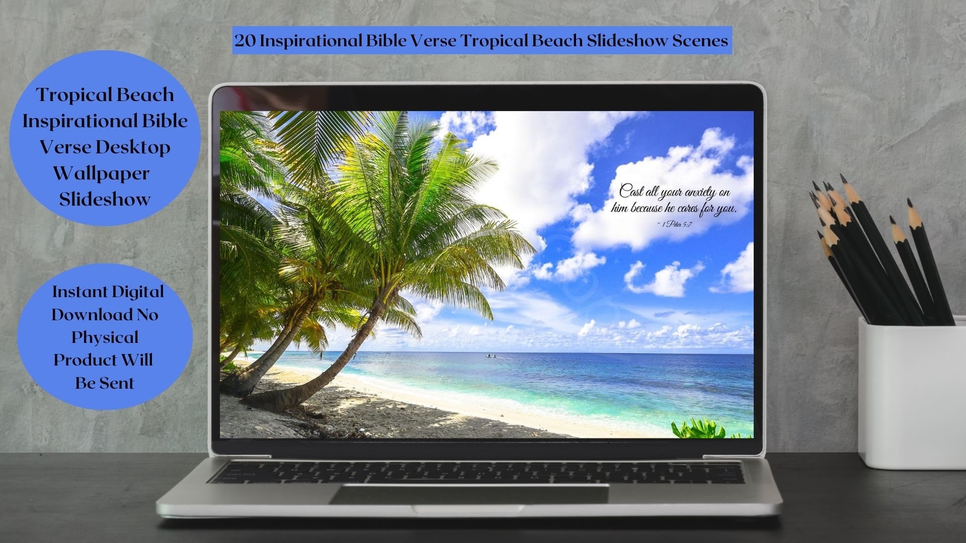 Tropical Beach Bible Verse Desktop Wallpaper Slideshow (digital ...