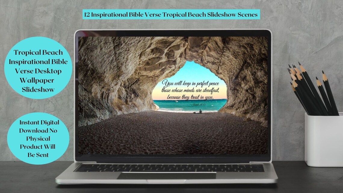 Tropical Beach Bible Verse Desktop Wallpaper Slideshow, Inspirational ...
