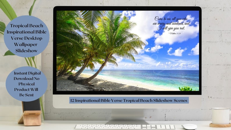 Tropical Beach Bible Verse Desktop Wallpaper Slideshow, Inspirational ...