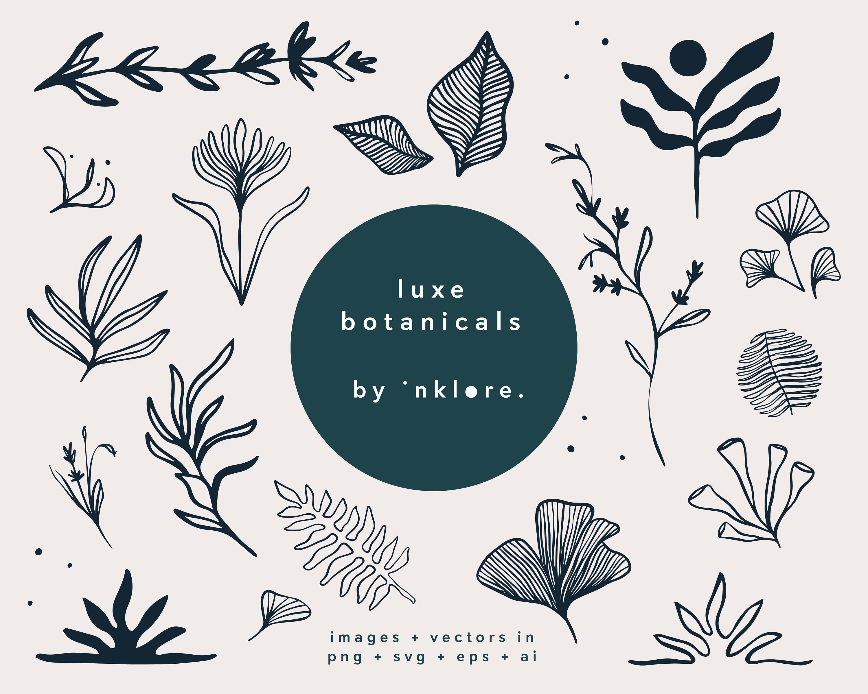 Luxe Botanicals Vector PNG SVG EPS Design Elements and | Etsy