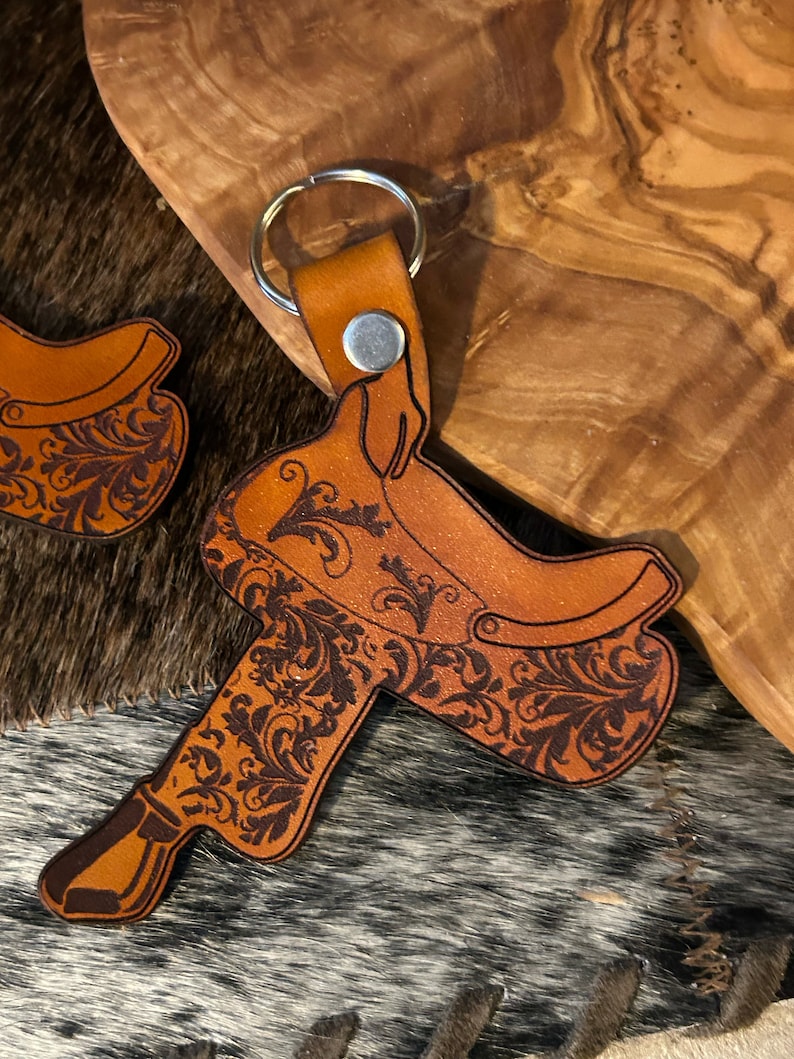 DIGITAL FILE: Leather Saddle Keychain SVG. Incredibly Detailed and ...