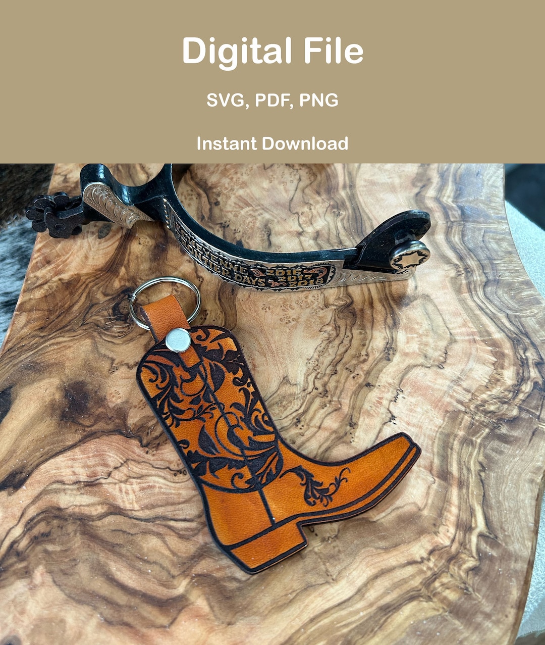 Leather Cowboy Boot Keychain SVG: Laser Cut File (digital File) - Etsy