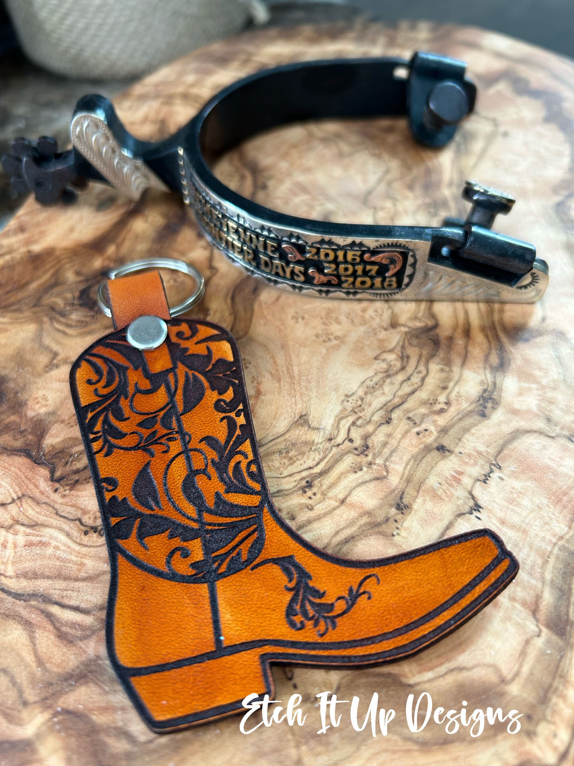 Leather Cowboy Boot Keychain SVG: Laser Cut File (digital File) - Etsy