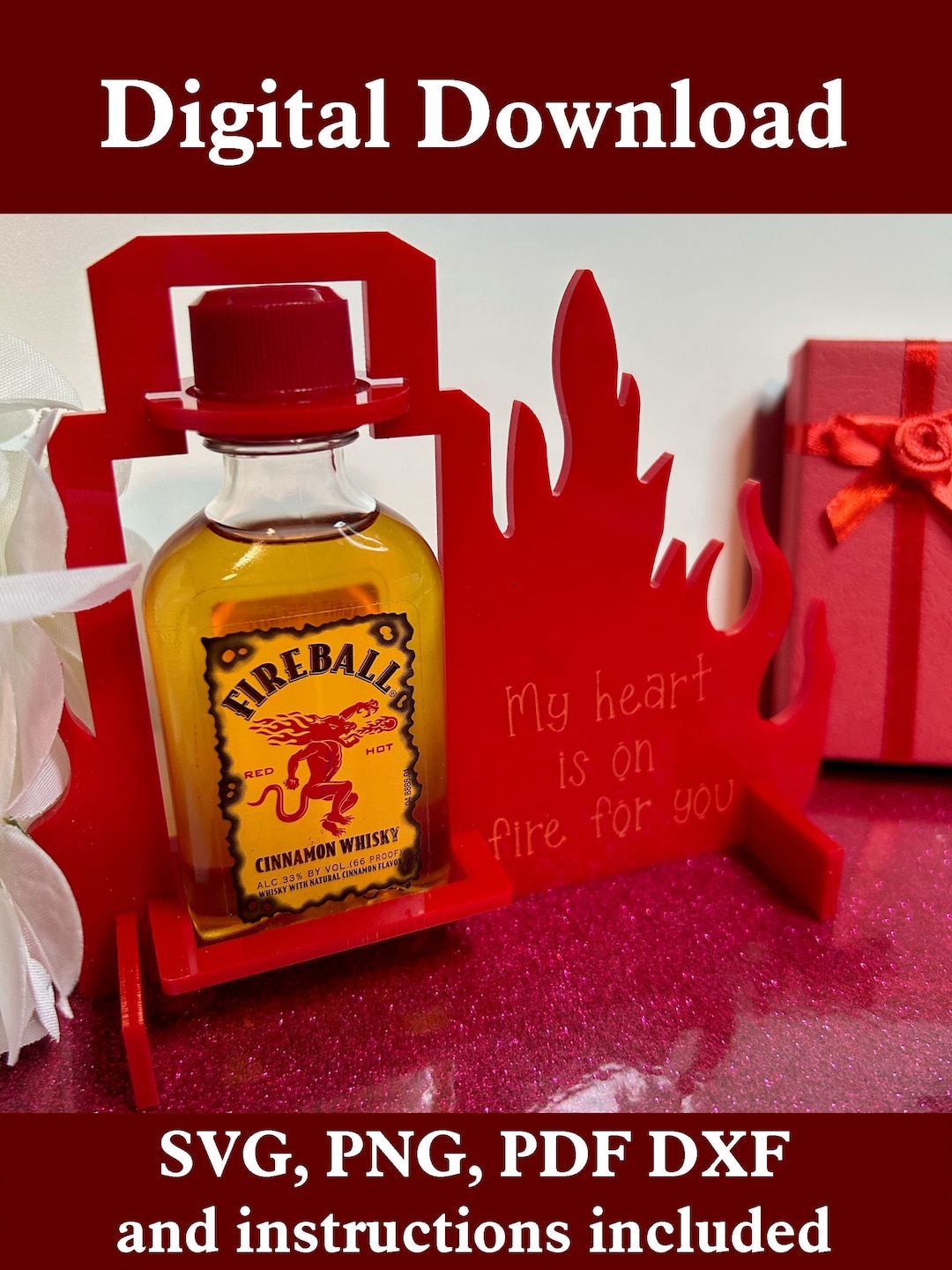 DIGITAL FILE My Heart is on Fire for You Valentine Card With Slot for ...