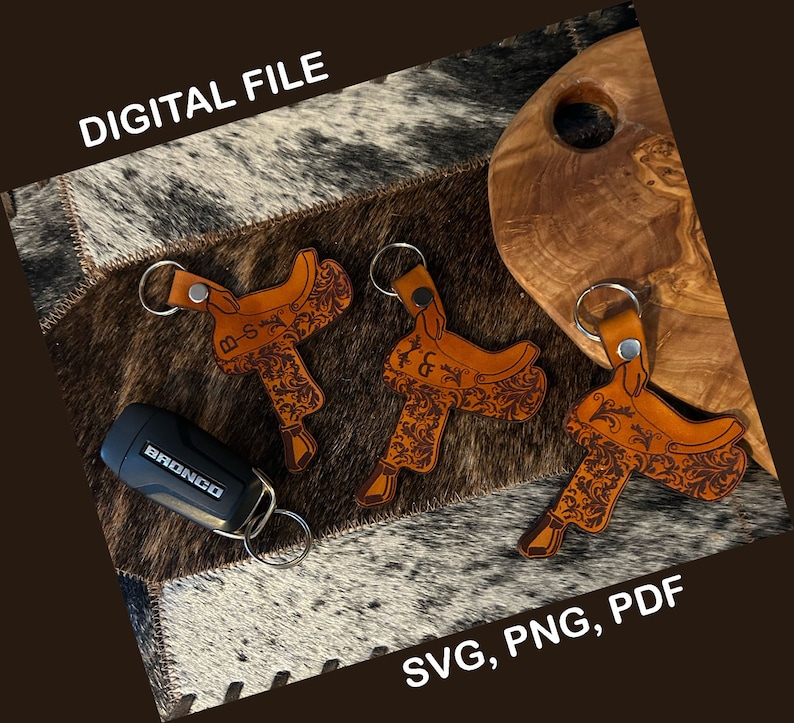 DIGITAL FILE: Leather Saddle Keychain SVG. Incredibly Detailed and ...