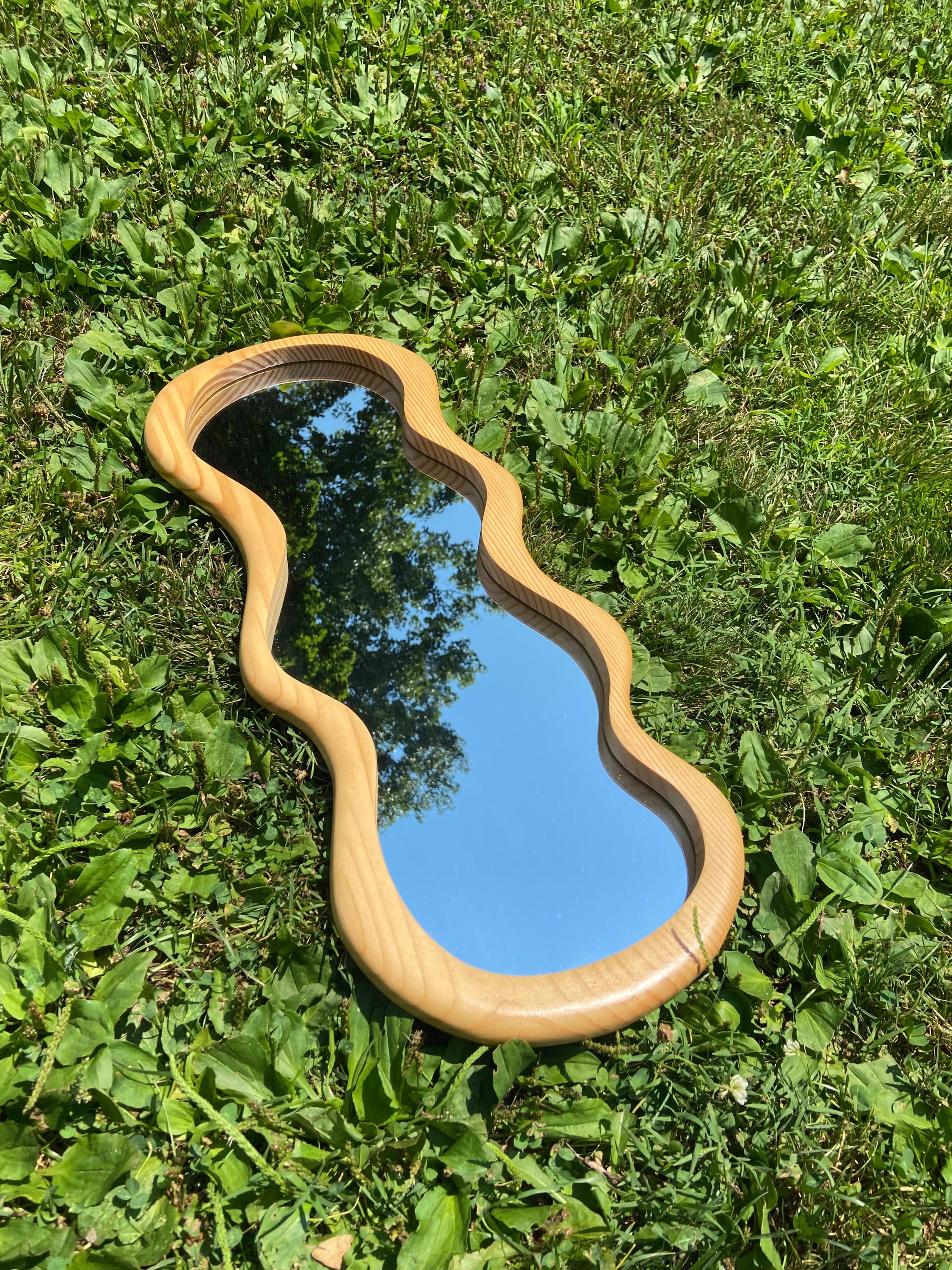 Squiggly Blonde Wavy Frame Mirror - Etsy