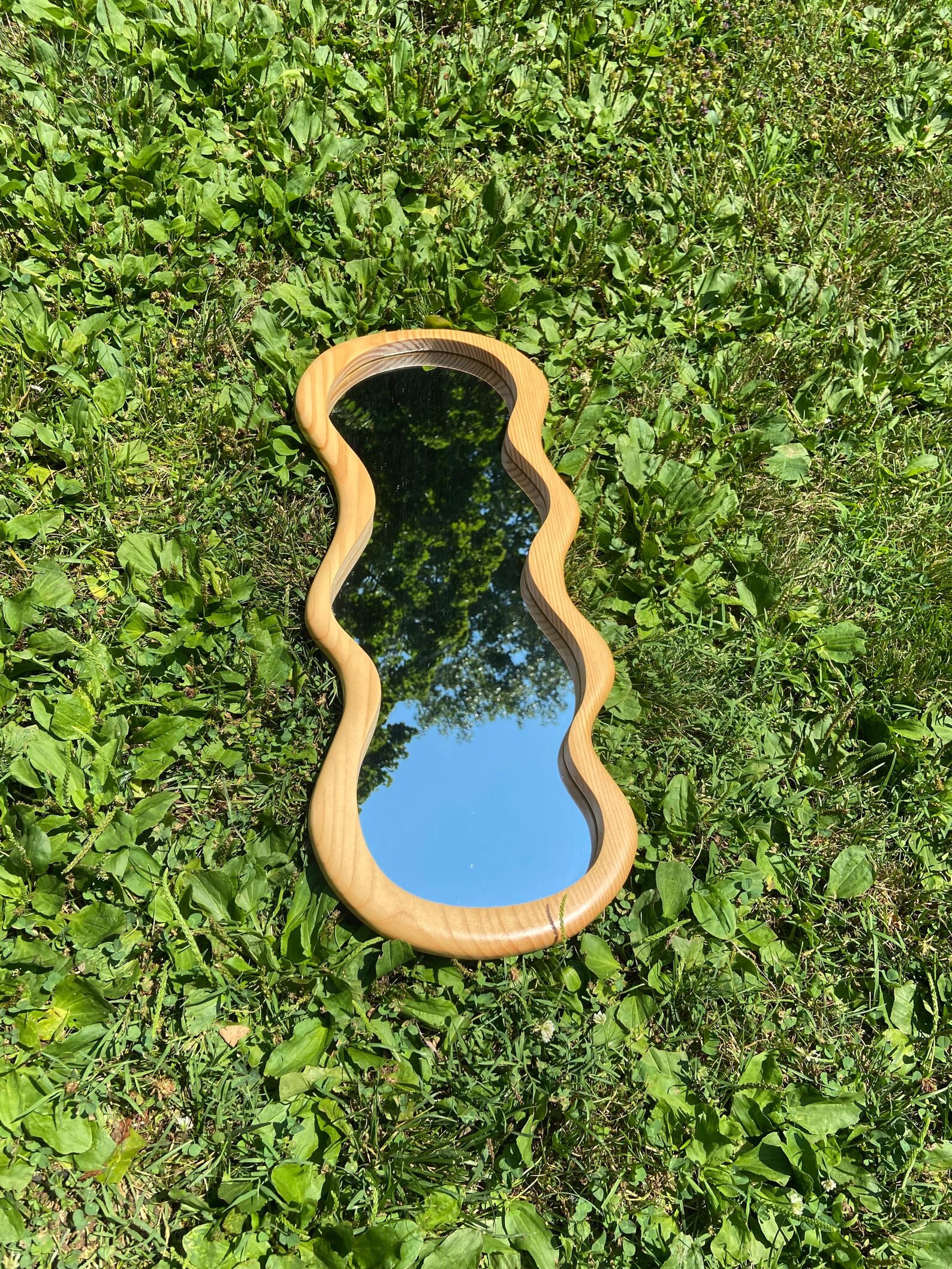 Squiggly Blonde Wavy Frame Mirror - Etsy