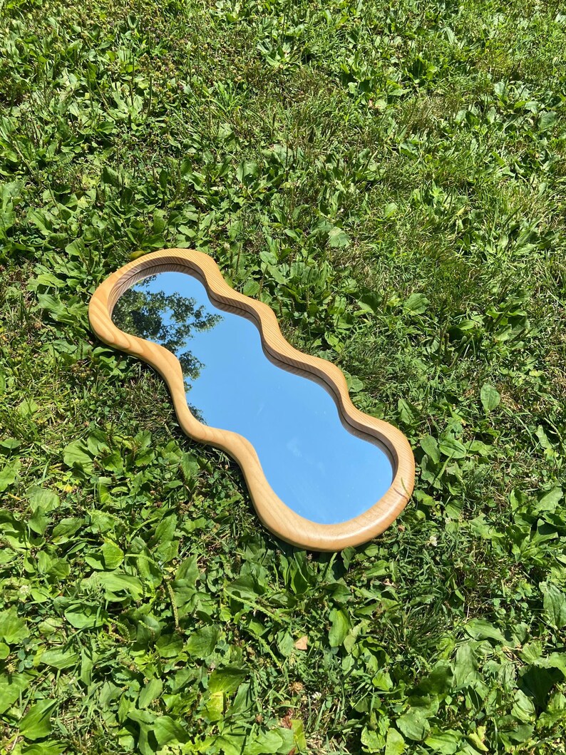 Squiggly Blonde Wavy Frame Mirror - Etsy