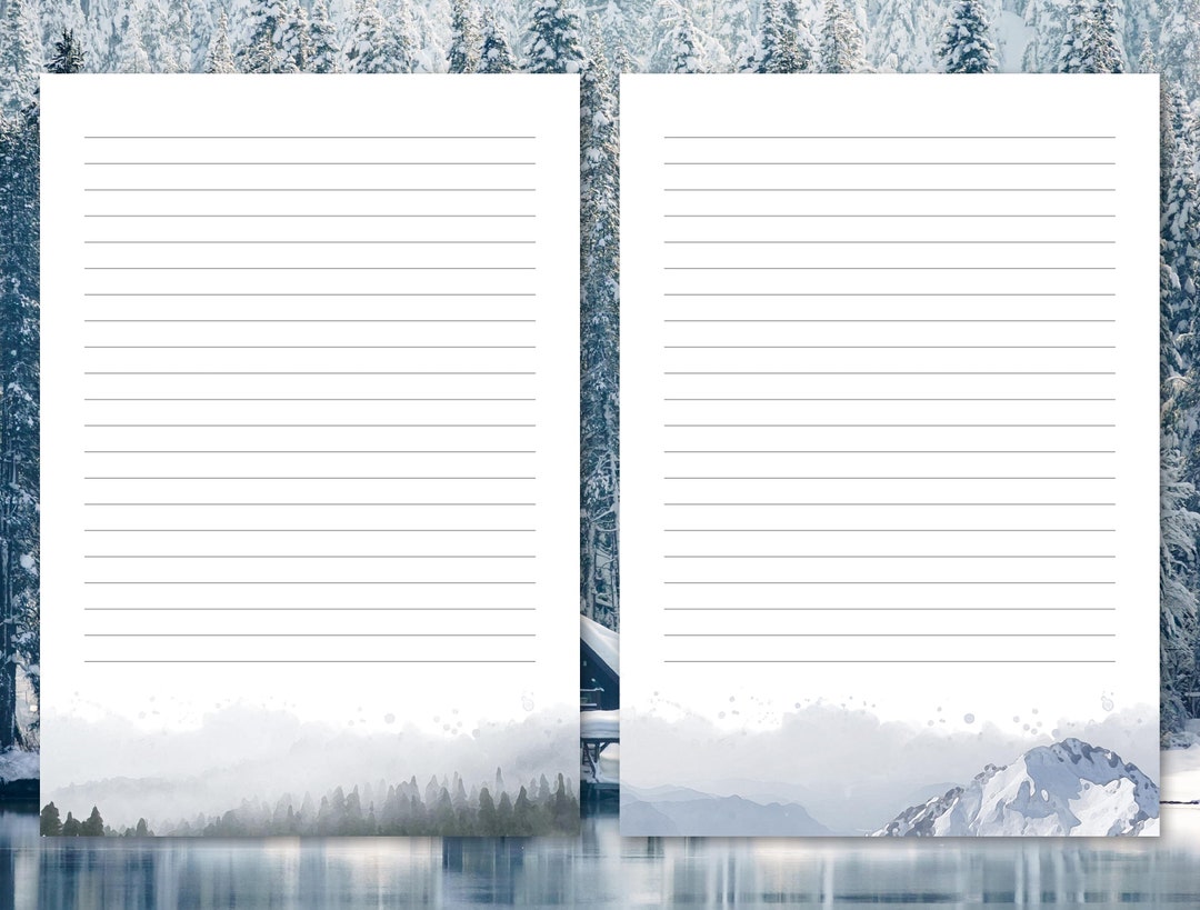20 Letter Writing Stationery Watercolor Snowy Forest and Mountain ...