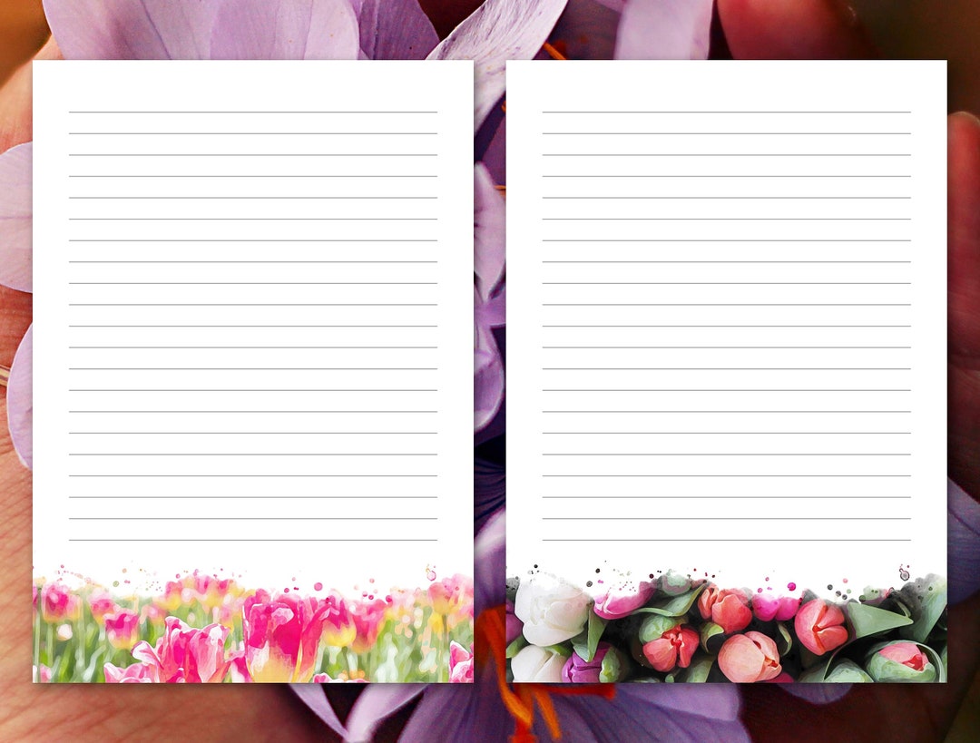 20 Letter Writing Stationery Watercolor Colorful Flowers Designs ...