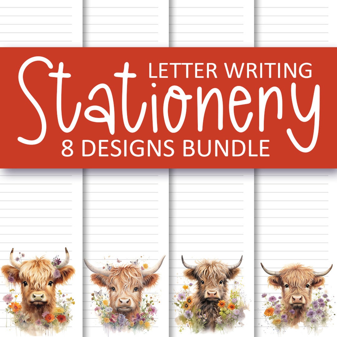 Highland Cow Printable Stationery JW Letter Writing Stationery Letter ...