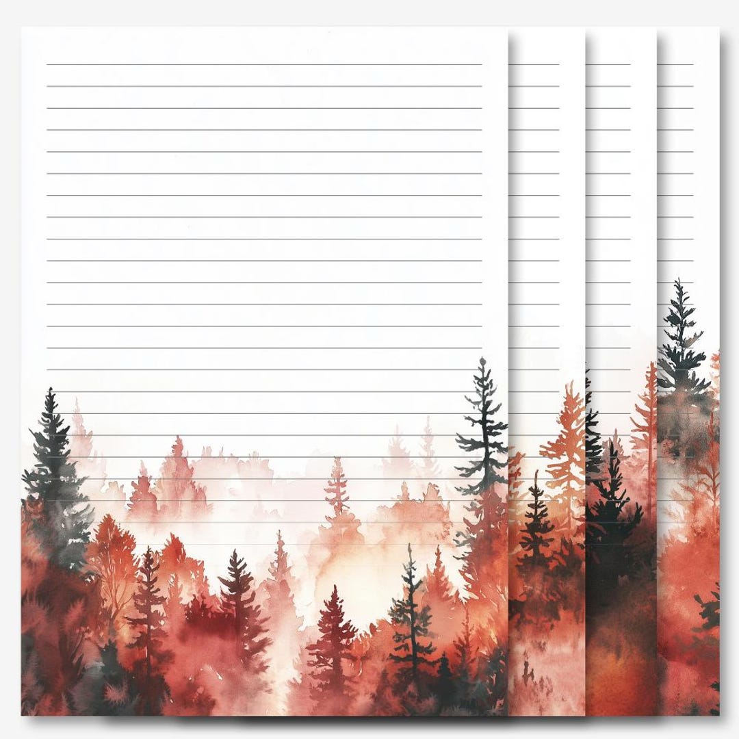 Autumn Stationery, Watercolor Fall Stationery, Autumn Writing Paper ...