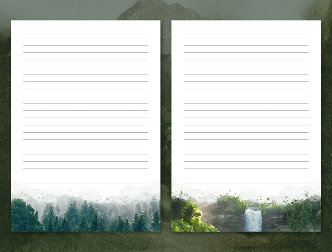 20 Letter Writing Stationery Watercolor Forest Designs Digital Download ...