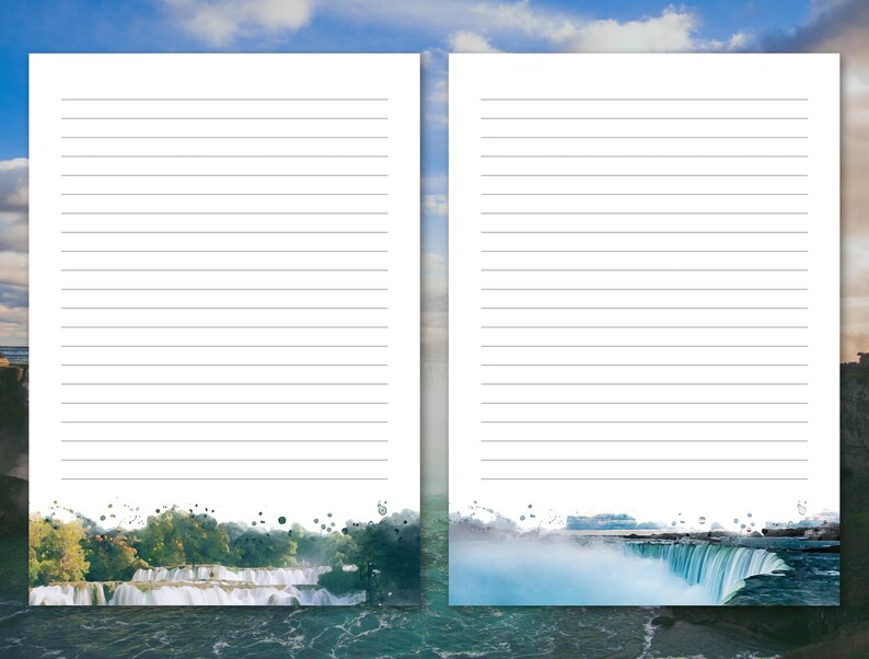 20 Letter Writing Stationery Watercolor Waterfalls Designs Digital ...