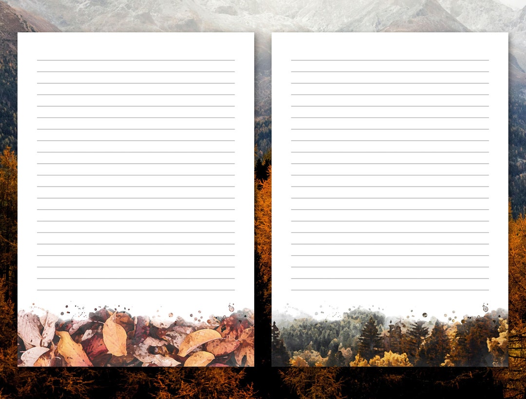 20 Letter Writing Stationery Watercolor Autumn Forest Designs Digital ...