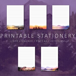 20 Letter Writing Stationery Watercolor Sunset Designs Digital Download ...