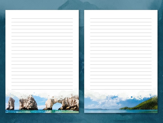 20 Letter Writing Paper Beach Designs Digital Download - Etsy