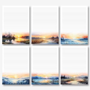 20 Letter Writing Stationery | Watercolor Sunset Designs | Digital ...