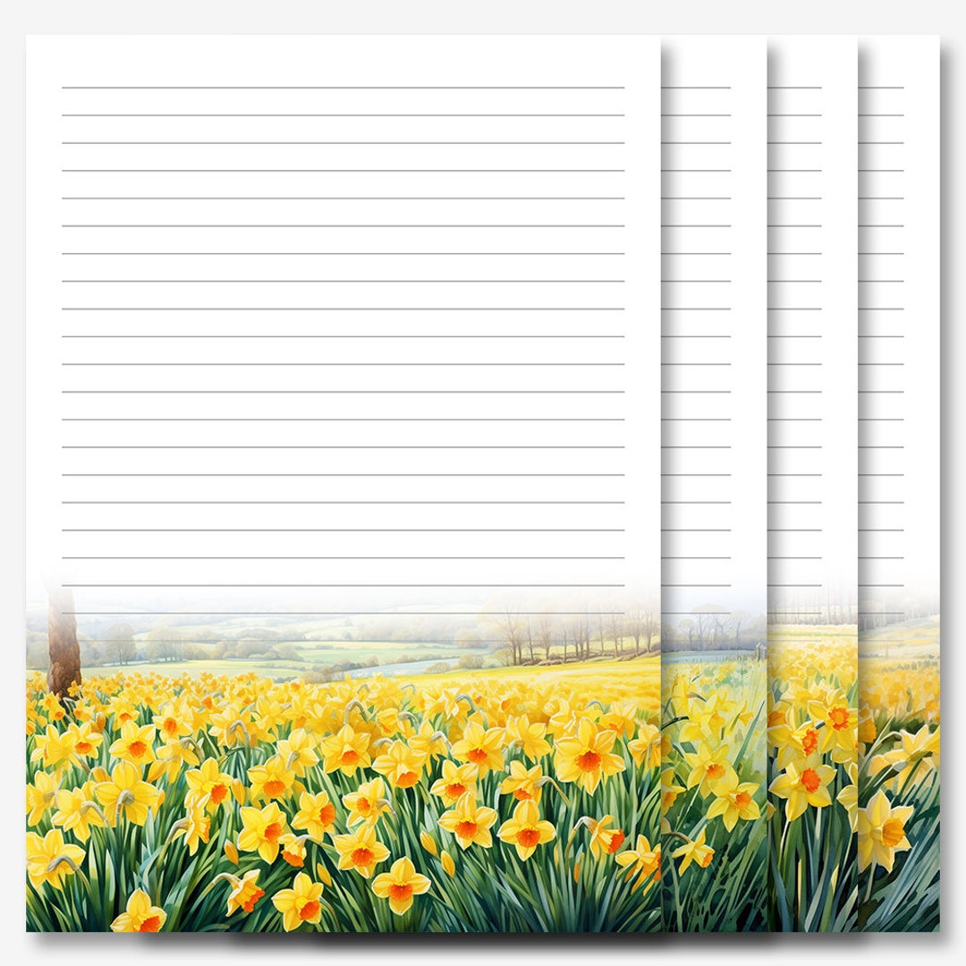 JW Letter Writing Stationery | Letter Writing Paper | JW Printable | Charming Daffodil Field ...