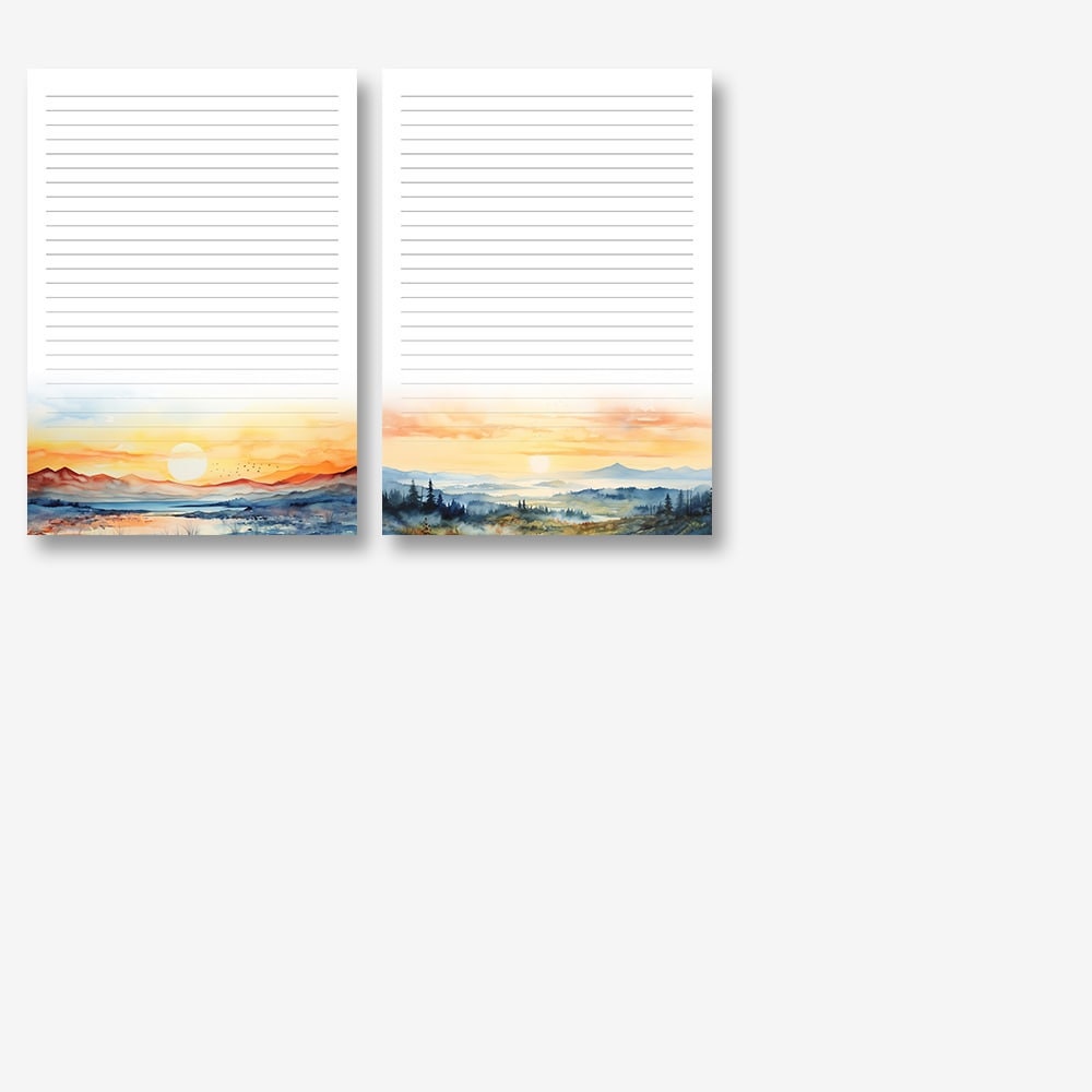 20 Letter Writing Stationery | Watercolor Sunset Designs | Digital ...