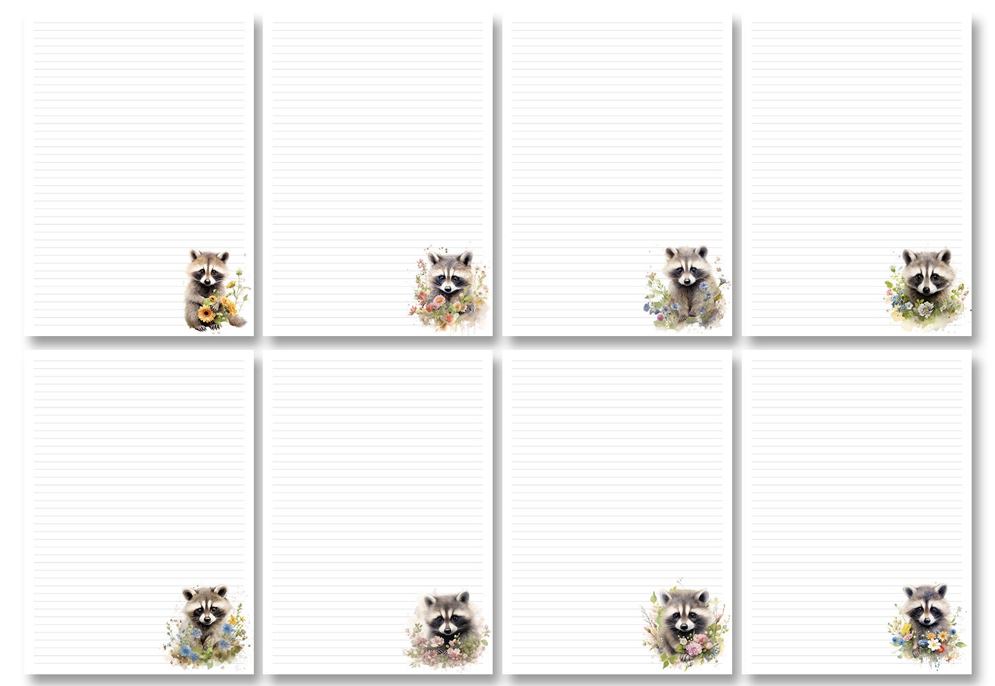 Raccoon Printable Stationery JW Letter Writing Stationery Letter ...