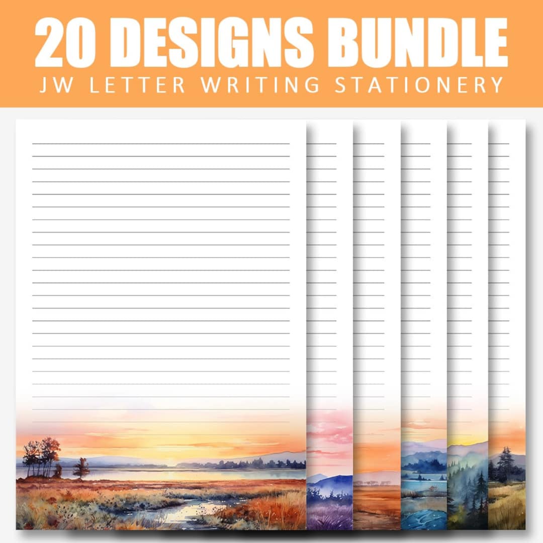 20 Letter Writing Stationery | Watercolor Sunset Designs | Digital ...