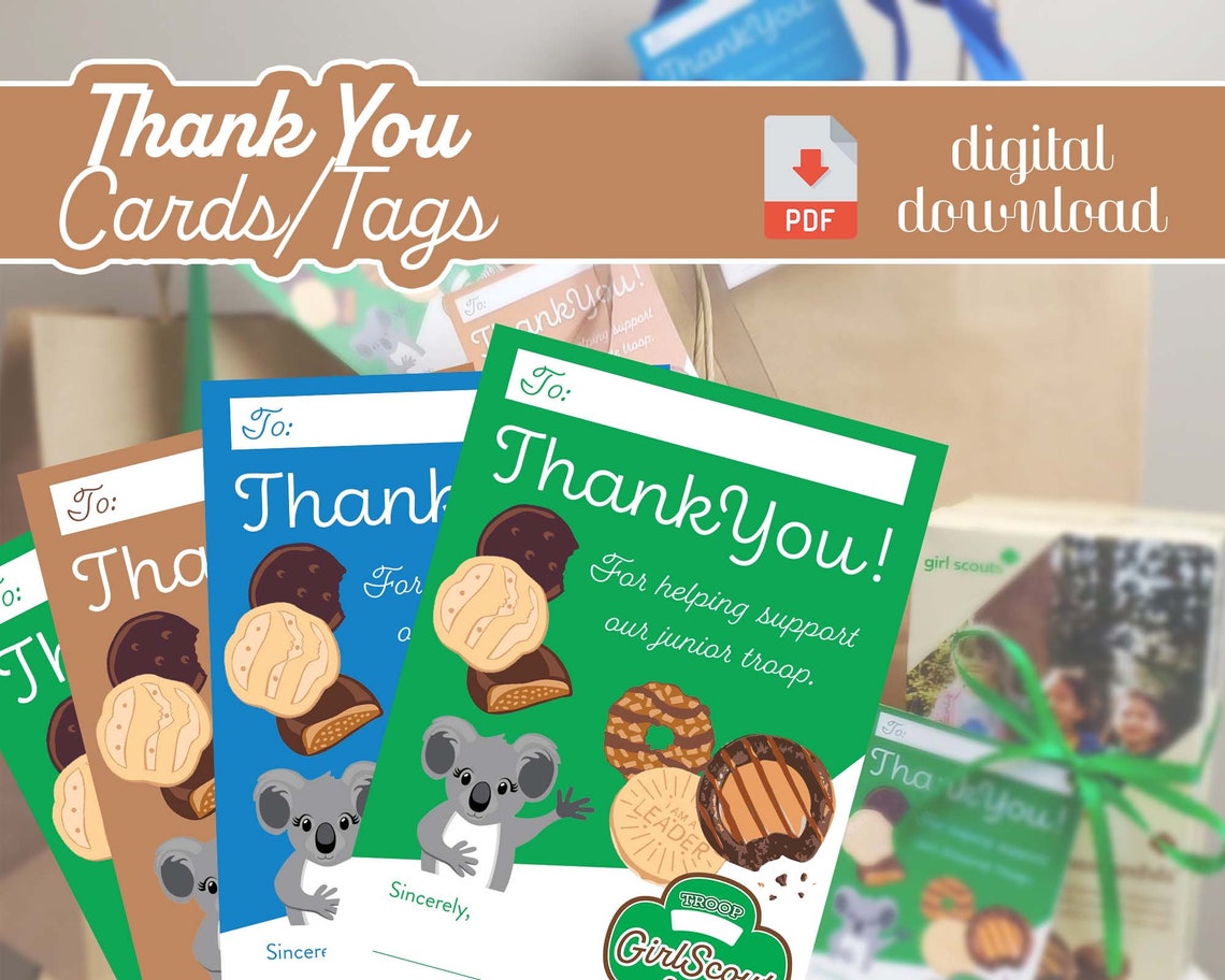 Girl Scout Cookie Thank You Cards or Tags Daisy Brownie | Etsy
