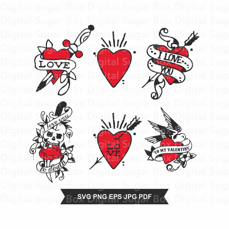Heart Tattoo Stencil - Etsy