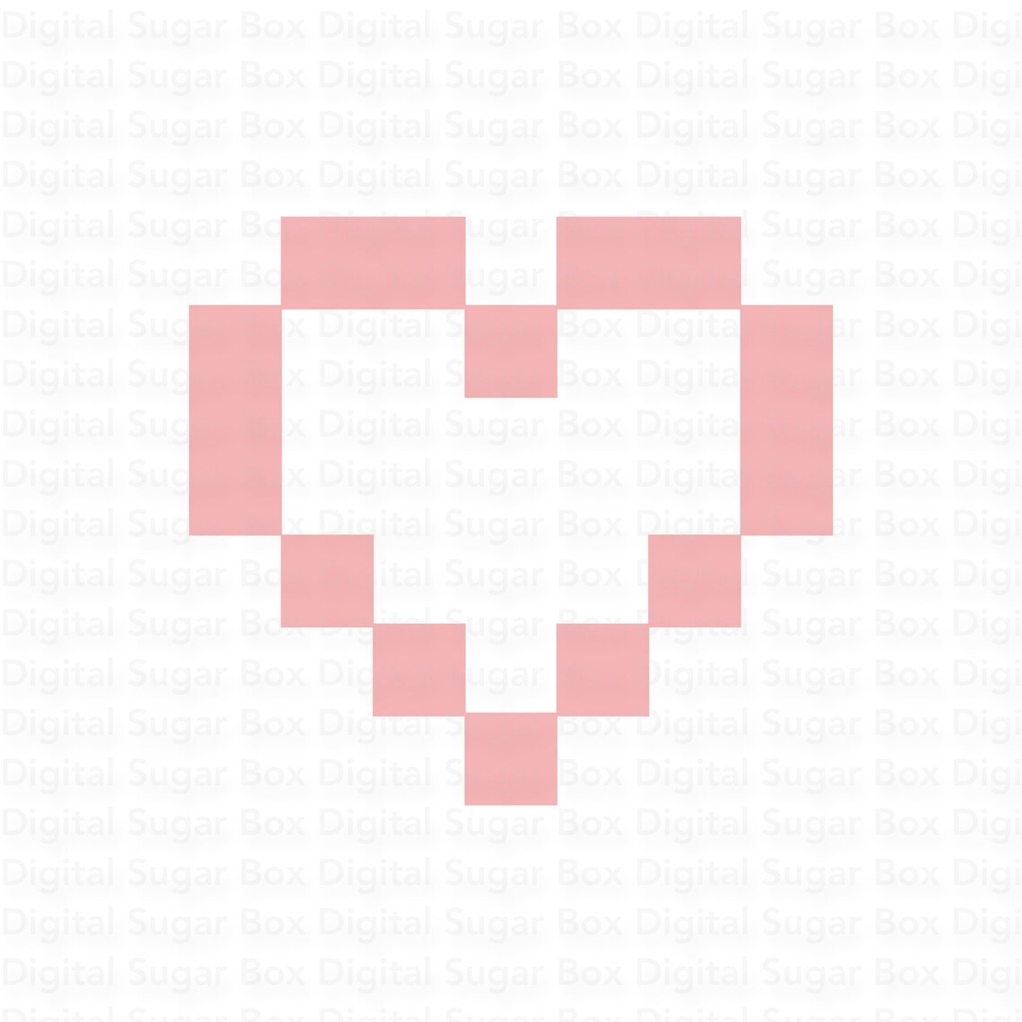 Valentine Pink Pixel Heart Digital Download, Digital Art, Digital ...