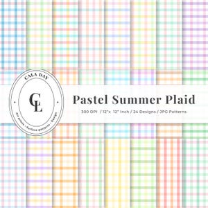 Pastel Summer Plaid Digital Paper Pack – 24 Seamless Gingham & Check ...