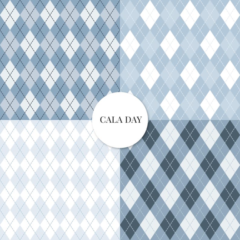 Blue Argyle Digital Paper Pack – 12x12 Seamless Diamond Scrapbook ...
