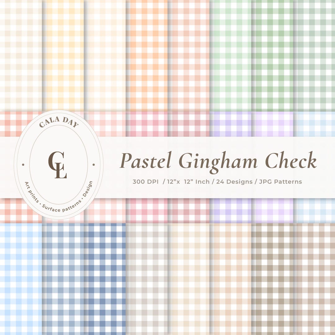 Pastel Gingham Seamless Pattern Digital Paper Pack – Plaid Scrapbook ...