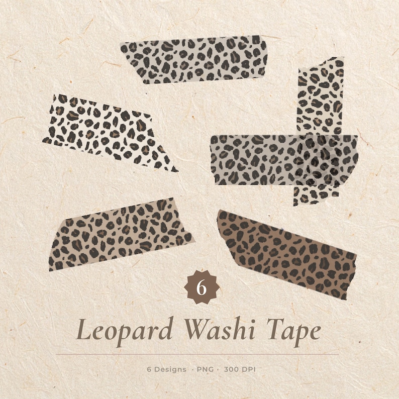 Leopard Print Washi Tape Clipart PNG Set – 6 Transparent Elements ...