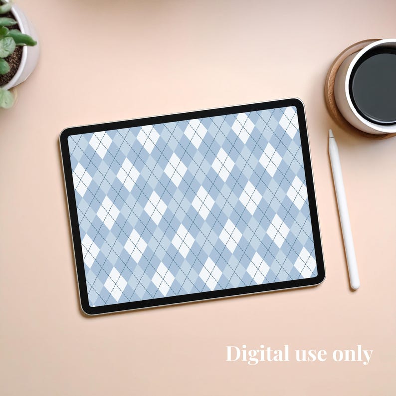 Blue Argyle Digital Paper Pack – 12x12 Seamless Diamond Scrapbook ...