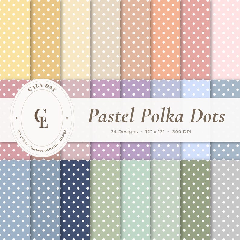 Seamless Pastel Polka Dot Digital Paper Pack – 12x12 Scrapbook Papers ...