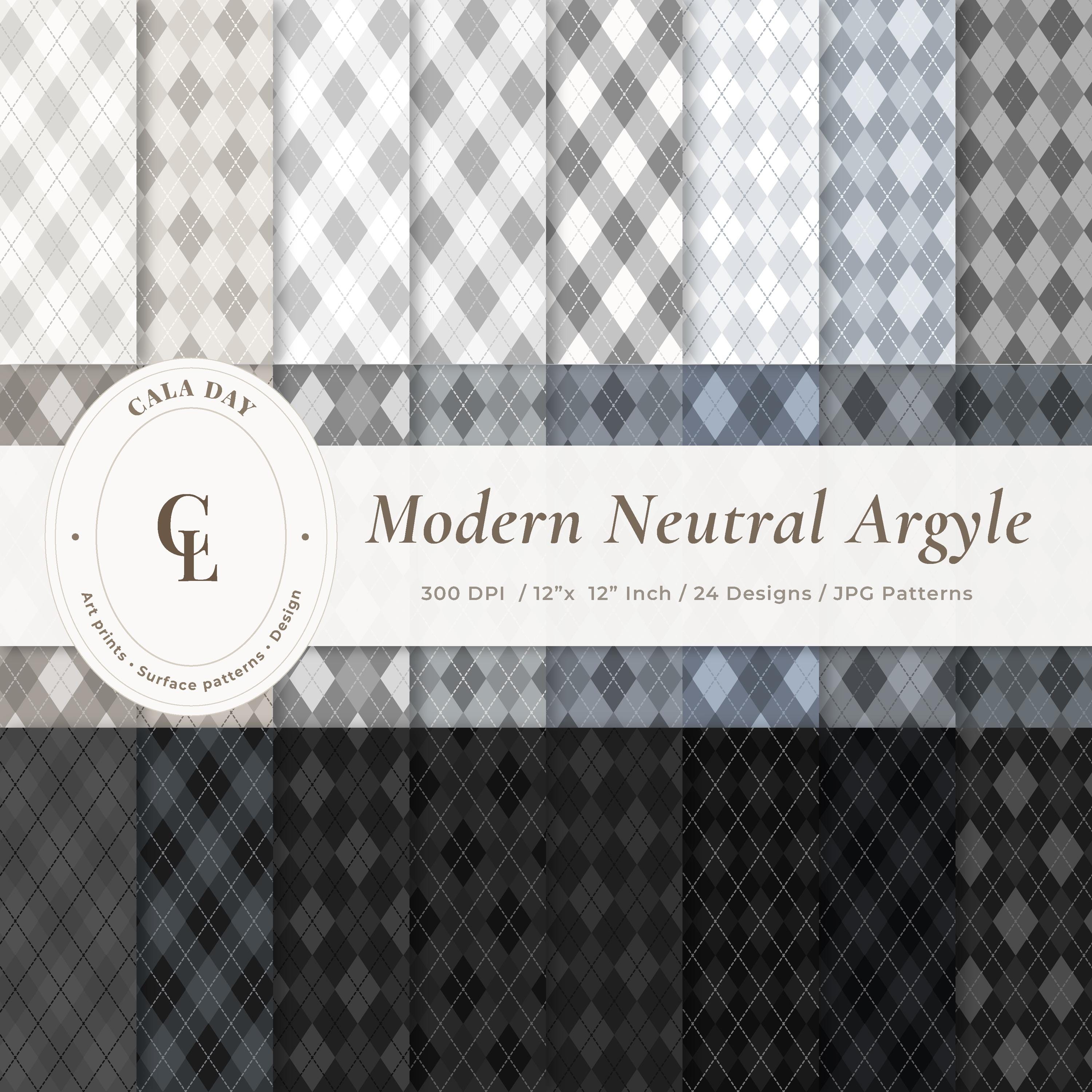 Digital Paper Pack, Scrapbook Paper Pack, Neutral Argyle Pattern, Gray ...