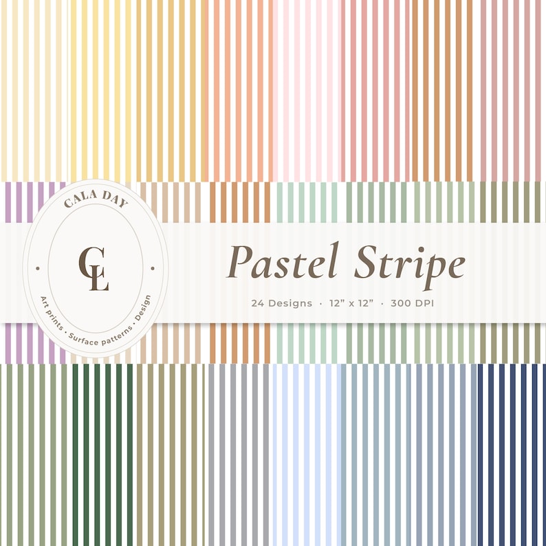 Pastel Stripe Digital Paper Pack – 12x12 Seamless Stripe Scrapbook ...