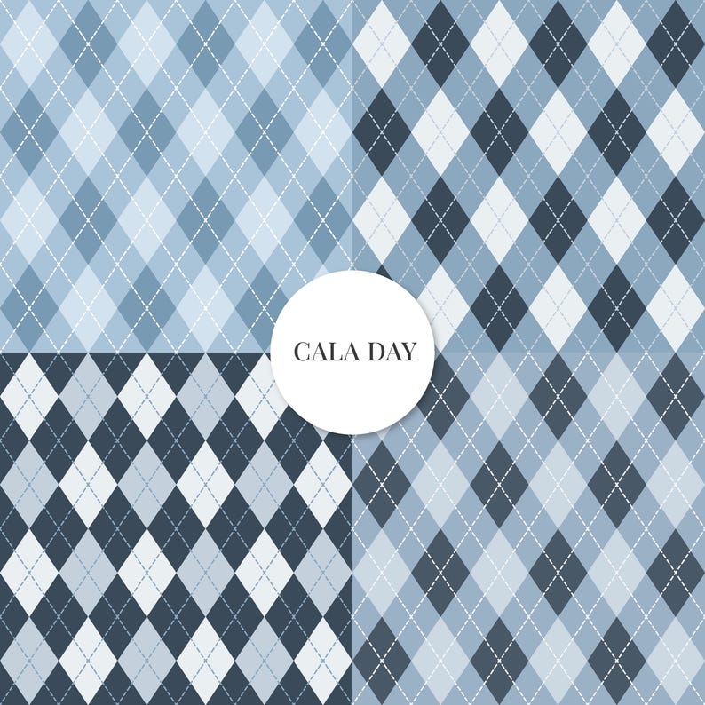 Blue Argyle Digital Paper Pack – 12x12 Seamless Diamond Scrapbook ...
