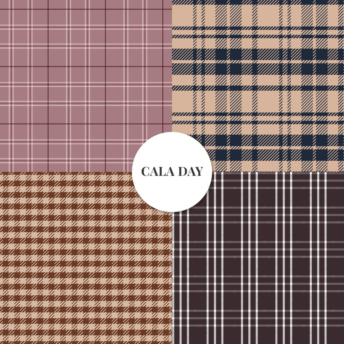 Fall Plaid Seamless Pattern Digital Paper Pack – Tartan Scrapbook ...