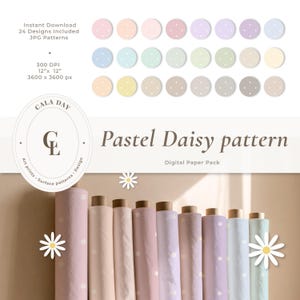 Scrapbook Paper Pack, Digital Paper, Pastel Daisy Floral Collection ...