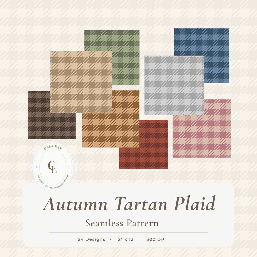 Scrapbook Paper Pack, Digital Paper, Autumn Tartan Plaid Pattern, Fall ...